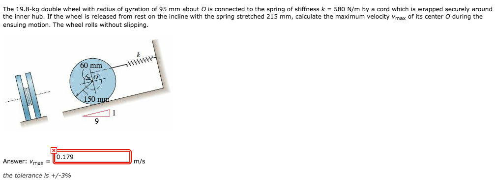 Solved The 19.8-kg double wheel with radius of gyration of | Chegg.com