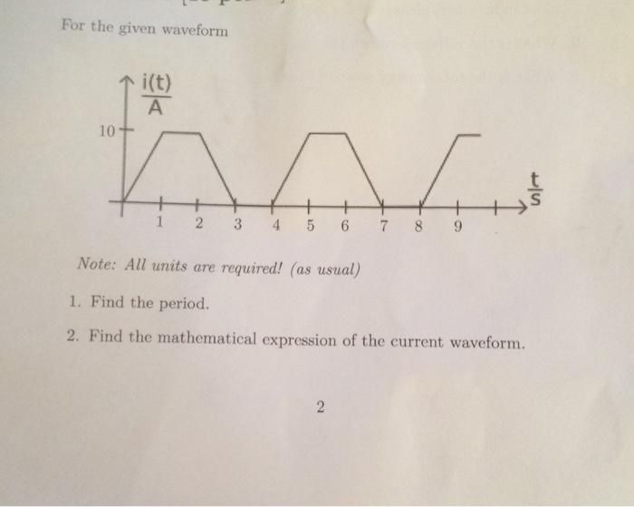 Solved For the given waveform All units are required! Find | Chegg.com