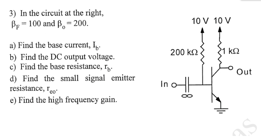 Solved 3) In the circuit at the right, β,-100 and β,-200. 10 | Chegg.com