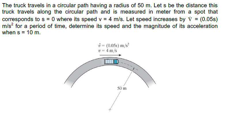 Solved The truck travels in a circular path having a radius | Chegg.com