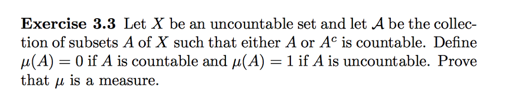 Solved Let X be an uncountable set and let A be the | Chegg.com