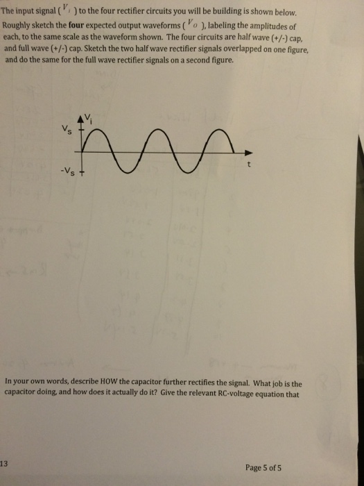 Solved The input signal (V_i) to the four rectifier circuits | Chegg.com