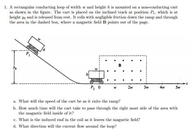 Solved A rectangular conducting loop of width w and height h | Chegg.com