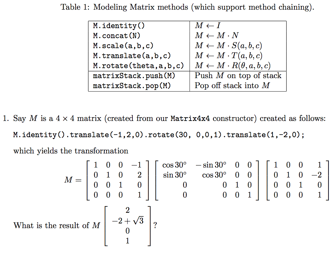 Table 1: Modeling Matrix methods (which support | Chegg.com