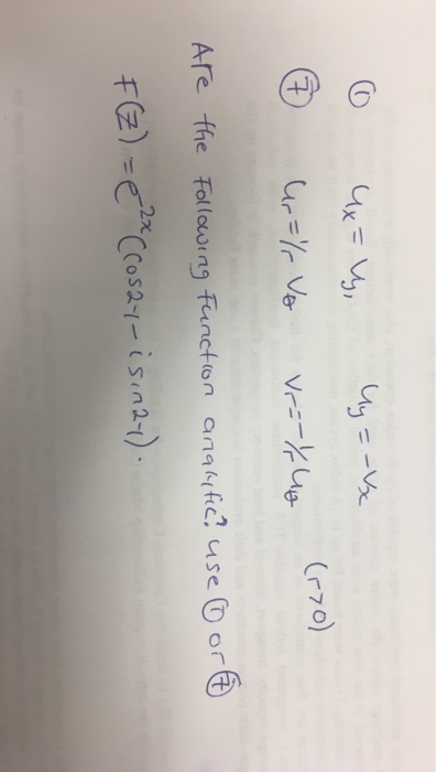 Solved u_x = V_y, u_y = -V_x u_r = 1/r V_theta V_r = 1/r | Chegg.com