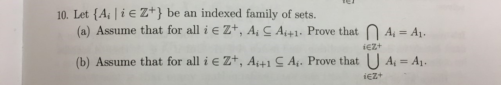 Solved Let {A_i | i elementof Z^+} be an indexed family of | Chegg.com