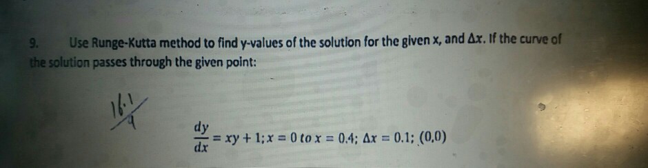 Solved use runge-kutta method to find y-values of the | Chegg.com