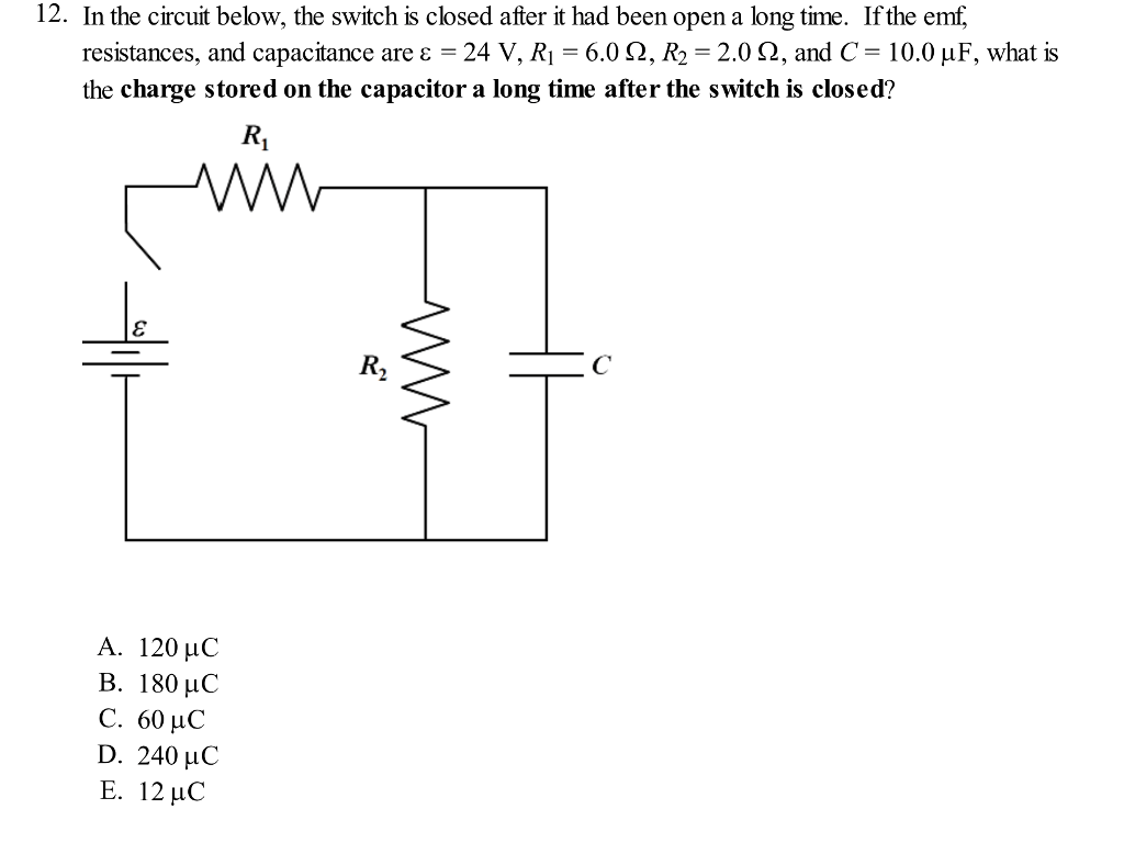 Solved 12. In the circuit below, the switch is closed after | Chegg.com
