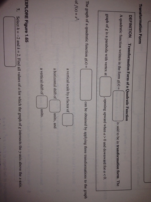Solved Transformation Form Transformation Form of a | Chegg.com
