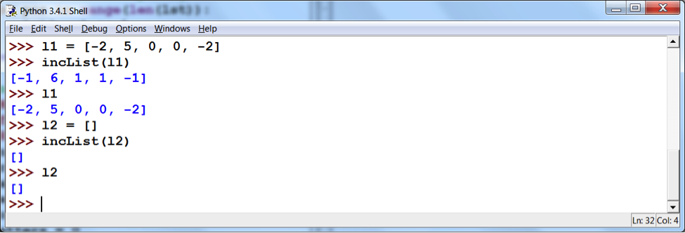 Solved Python 3.4 The incList function takes a list of | Chegg.com