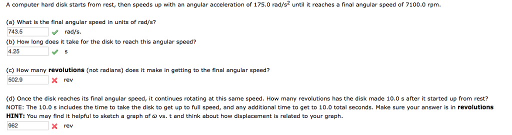 Solved A computer hard disk starts from rest, then speeds up | Chegg.com