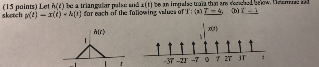 Solved Let h (t) be a triangular pulse and x (t) be an | Chegg.com