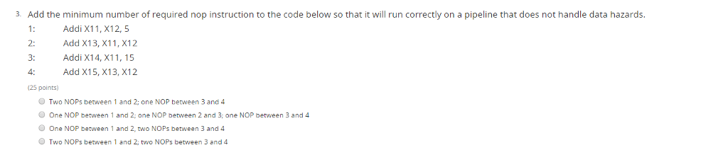 Solved 3. Add the minimum number of required nop instruction | Chegg.com