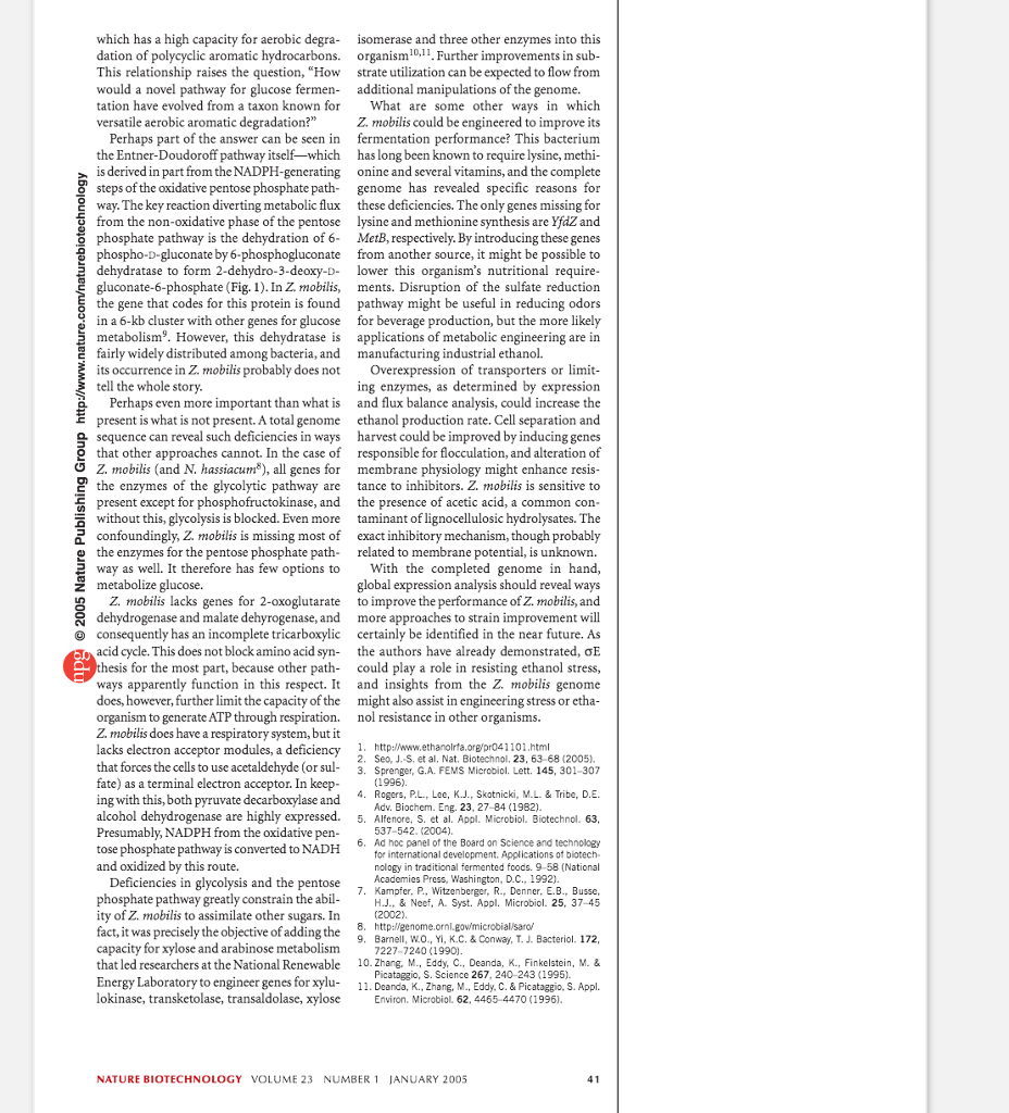 Solved Question 2: (2 points) Z. mobilis is great at ethanol | Chegg.com