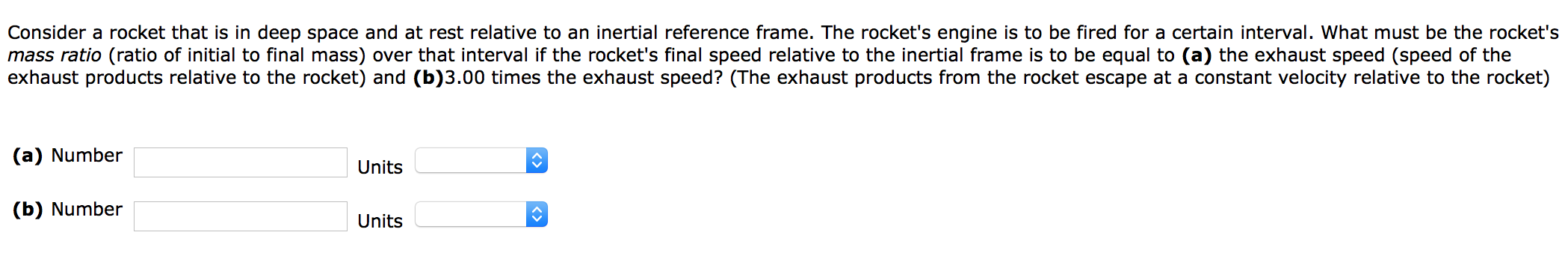 Solved: Consider A Rocket That Is In Deep Space And At Res... | Chegg.com