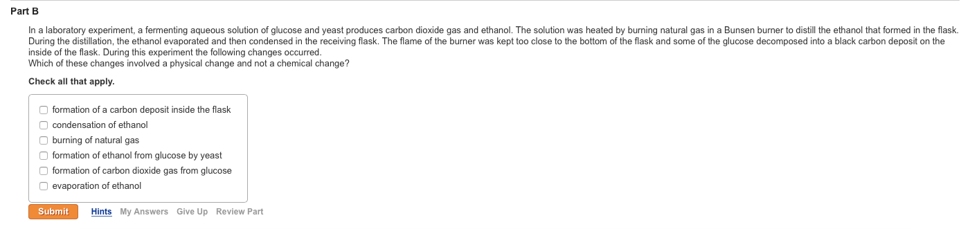 Solved Part B In a laboratory experiment, a fermenting | Chegg.com