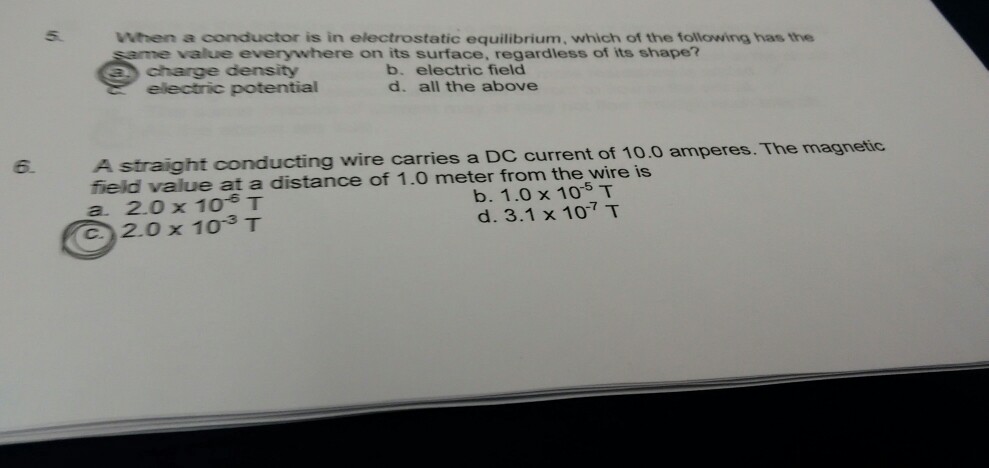 Solved When a conductor is in electrostatic equilibrium, | Chegg.com