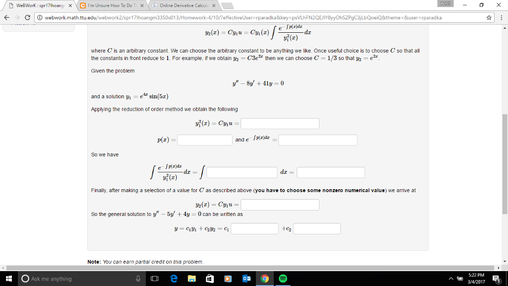 Solved Font D WeBWorK spr17lhoang x C I'm unsure How To Do T | Chegg.com