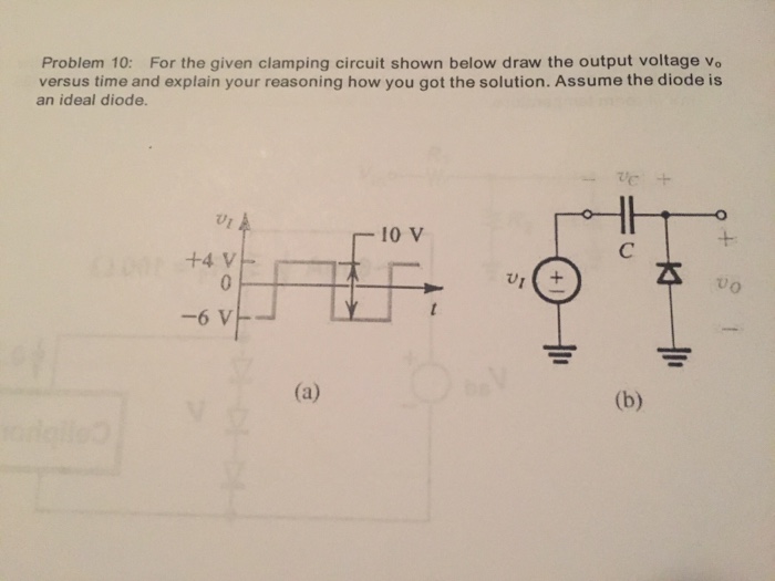 Solved For the given clamping circuit shown below draw the | Chegg.com