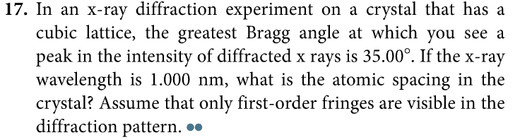 Solved In an x-ray diffraction experiment on a crystal that | Chegg.com
