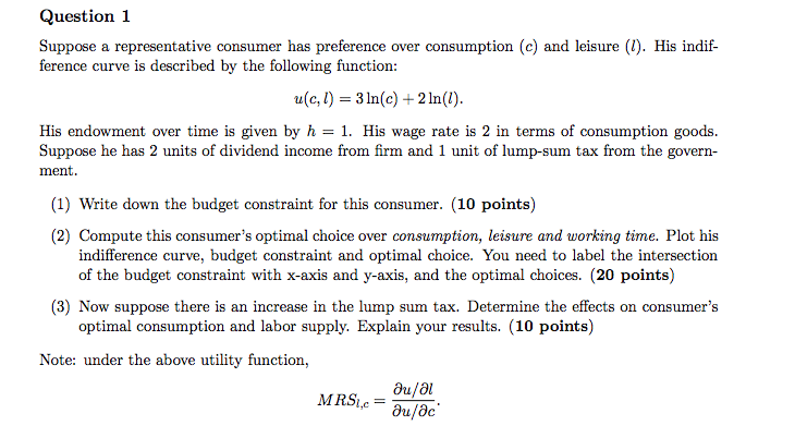 Solved Suppose a representative consumer has preference over | Chegg.com