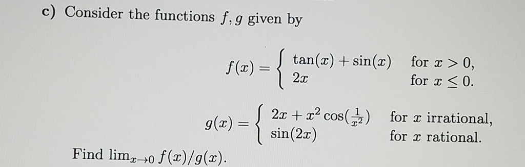 Solved c) Consider the functions f,g given by f(x) = 3 | Chegg.com