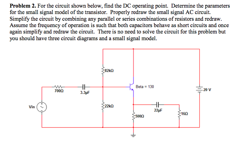 Solved For the circuit shown below, find the DC operating | Chegg.com