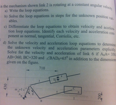 in the mechanism shown link 2 is rotating at a | Chegg.com