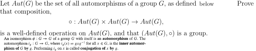 Solved Let Aut(G) be the set of all automorphisms of a group | Chegg.com