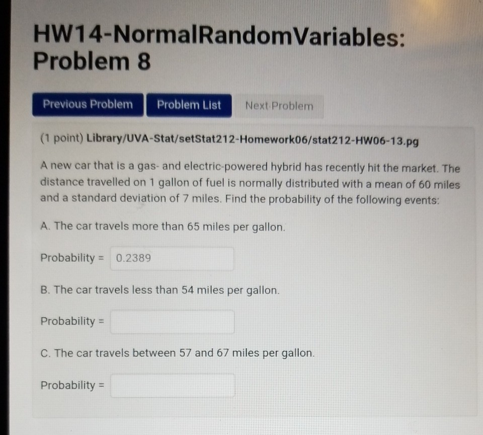Solved HW14-NormalRandomVariables: Problem 8 Previous | Chegg.com