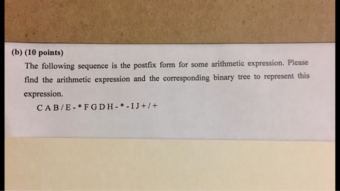 Solved The following sequence is the postfix form for some | Chegg.com