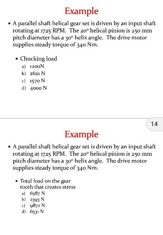 Solved A parallel shaft helical gear set is driven by an | Chegg.com