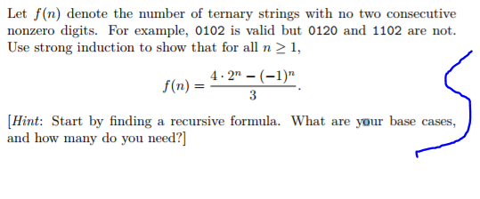Solved Let f(n) denote the number of ternary strings with no | Chegg.com