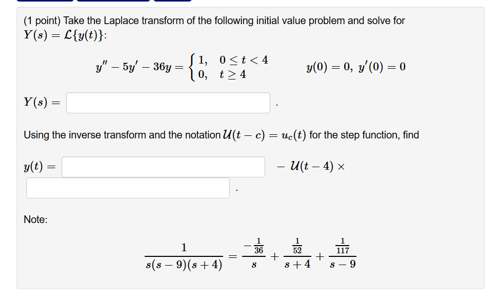 Solved Take the Laplace transform of the following initial | Chegg.com