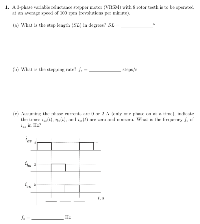 Solved 1. A 3-phase variable reluctance stepper motor (VRSM) | Chegg.com