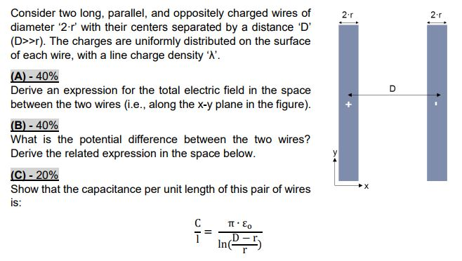 Solved Consider two long, parallel, and oppositely charged | Chegg.com