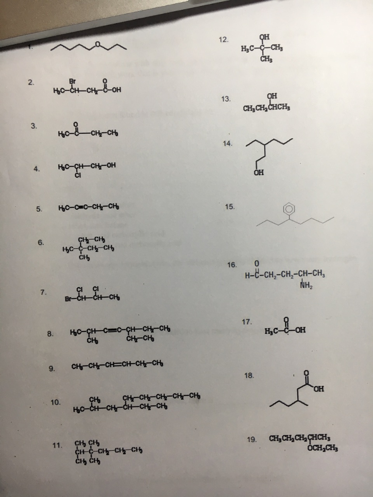 Solved 12. H3C 13. OH CH3CH2CHCH3 14. Cl 5 15. CH 16. | Chegg.com