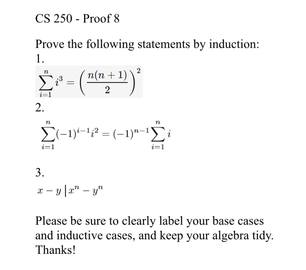 Solved CS 250 - Proof 8 Prove the following statements by | Chegg.com