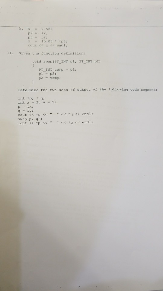 Solved Review: Introduction to Pointers and Dynamia Memory | Chegg.com