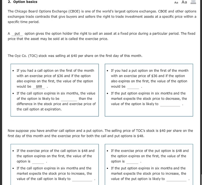 Solved The Chicago Board Options Exchange (CBOE) is one of | Chegg.com