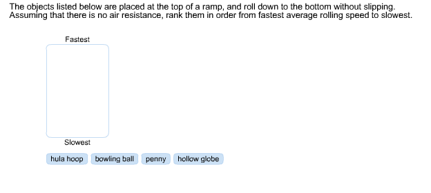 Solved The objects listed below are placed at the top of a | Chegg.com