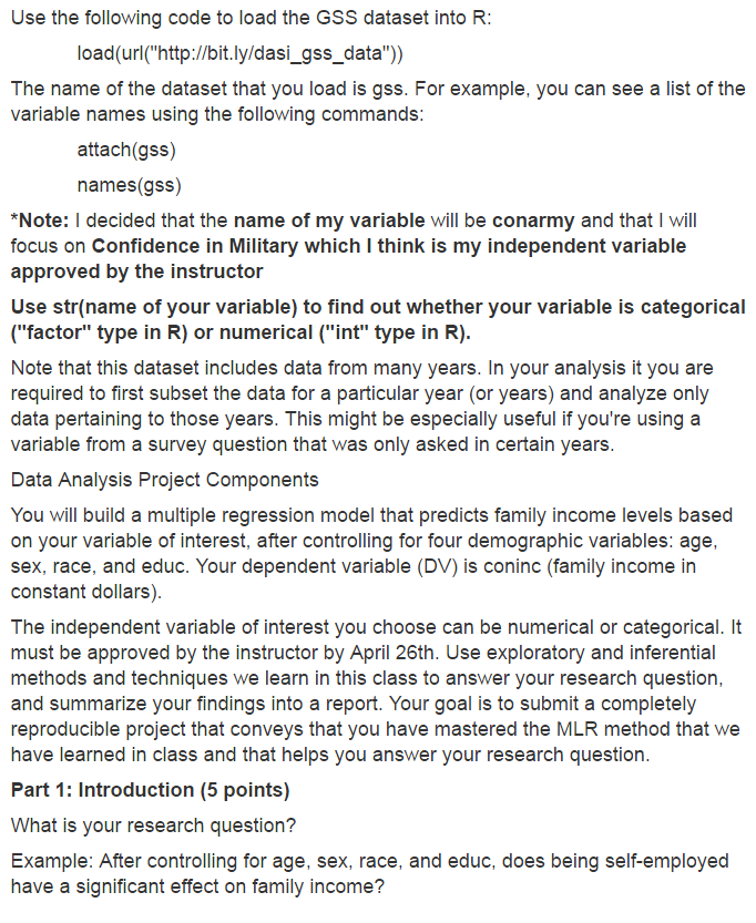 Use the following code to load the GSS dataset into | Chegg.com