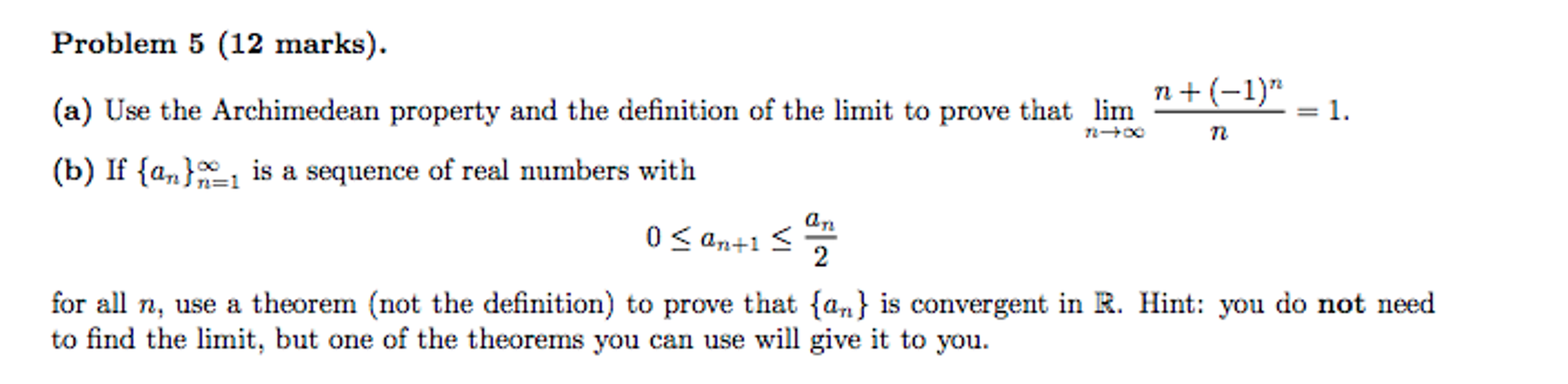 Solved Use the Archimedean property and the definition of | Chegg.com