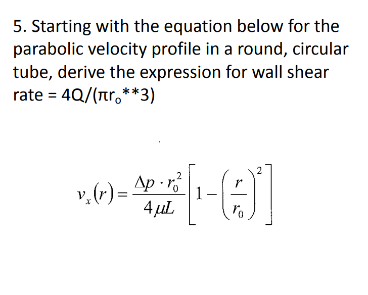 Solved 5. Starting with the equation below for the parabolic | Chegg.com