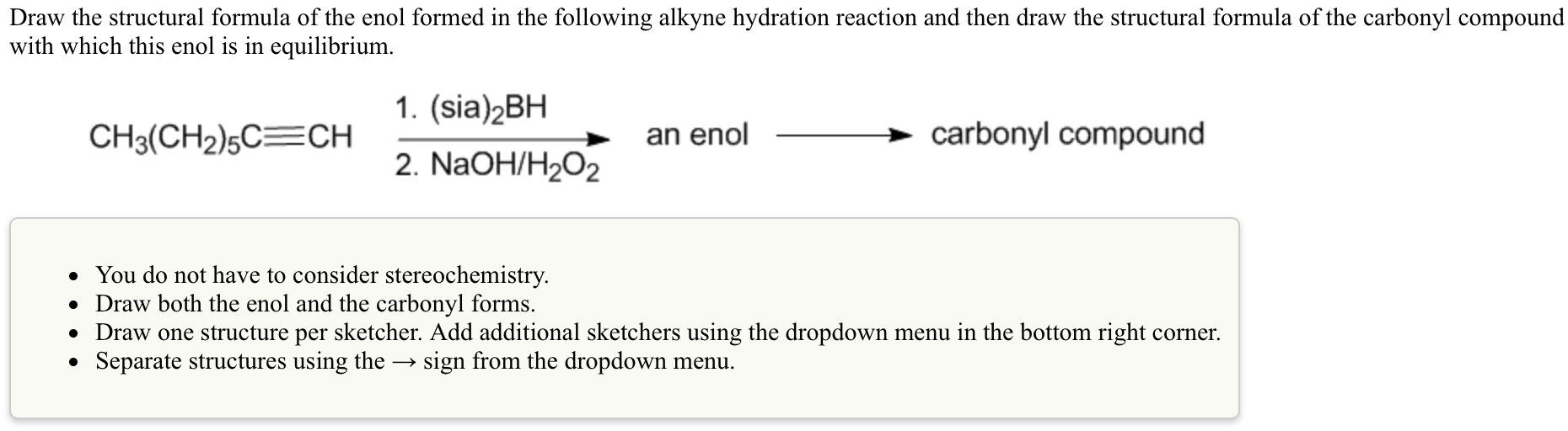Solved Draw the structural formula of the enol formed in the | Chegg.com