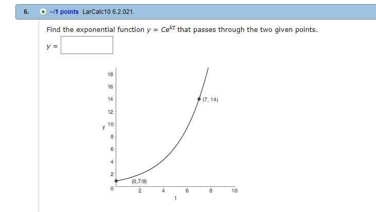 Solved Find the exponential function y = Ce^kt that passes | Chegg.com