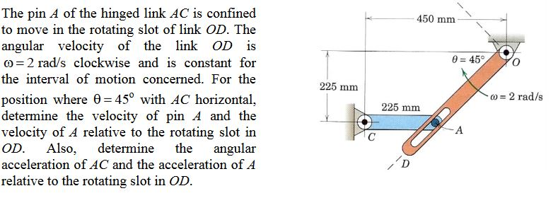 Solved The pin A of the hinged link AC is confined to move | Chegg.com