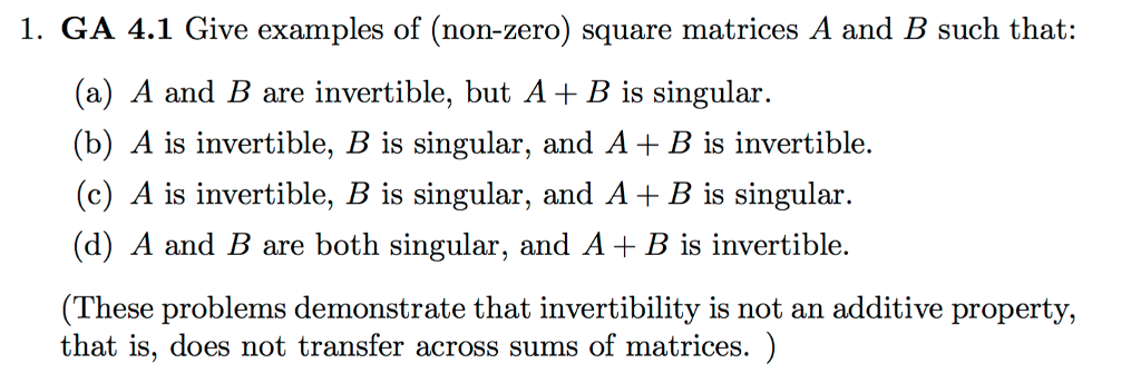 Solved Give Examples Of Non Zero Square Matrices A And B