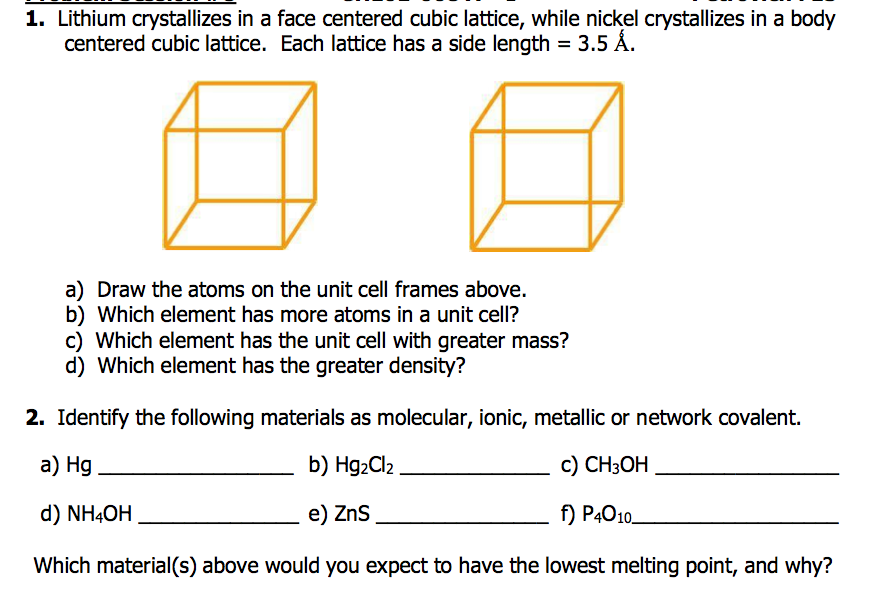 Solved Lithium crystallizes in a face centered cubic | Chegg.com