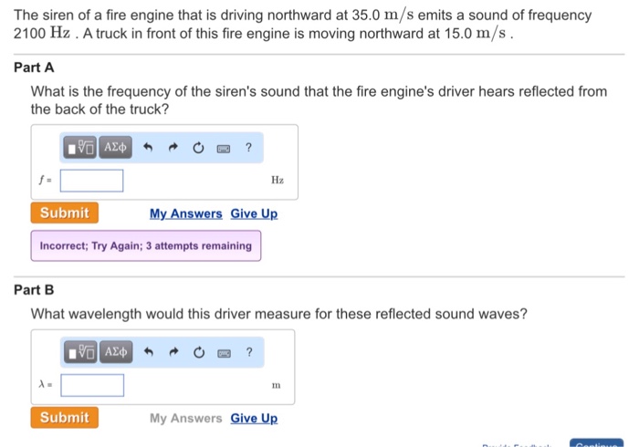 Solved The siren of a fire engine that is driving northward | Chegg.com